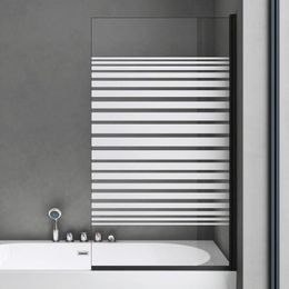 Badewannenaufsatz Design-Duschwand für Badewanne 80x140cm schwarz Duschabtrennung ESG-Sicherheitsglas in Milchglas Streifen inkl. NANO-Beschichtung