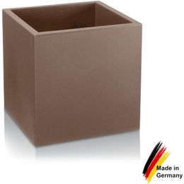 Decoras Pflanzkübel cubo 50 Kunststoff Blumenkübel, 50x50x50 cm (l/b/h), Farbe: cappuccino matt - braun
