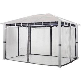 Intent24 - toolport Moskitonetz für Gartenpavillon Sunset Deluxe 3x4 m - Polyester - Insektengitter mit Reißverschluss - grau - loft grey