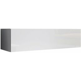 Lowboard TV-Schrank Fernsehtisch Hängend tv Möbel TV-Ständer 1 Falltür Weiß Glanz Modell Aitana M1 120x30x40cm