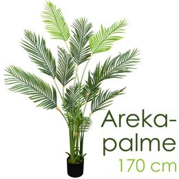 Künstliche Palme groß Kunstpalme Kunstpflanze Palme künstlich wie echt Plastikpflanze Balkon Arekapalme 170 cm hoch Dekoration Deko Decovego