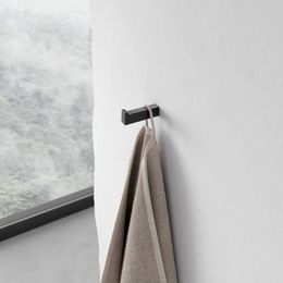 KEUCO Bademantelhaken edition 11 Black Selection aus Metall, schwarz-matt, eckig, für Badezimmer oder Sauna, Wandhaken für Bademäntel und Handtücher,