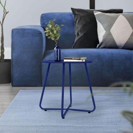 ML-Design - Kleiner Beistelltisch, 52x46 cm, Blau, aus Metall, Runder Kaffeetisch für Draußen, Sofatisch Wohnzimmertisch Couchtisch Nachttisch