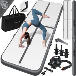 Kesser Turnmatte Aufblasbar Airtrack Fitness-Matte Gymnastikmatte 3/4/5/6m inkl. Tragetasche & elektr. Luftpumpe Yogamatte Tumbling Matten Anthrazit / 500 x