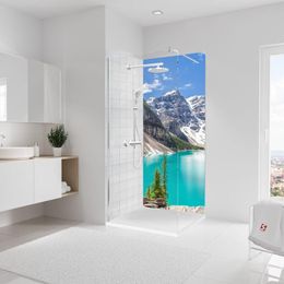 Schulte - Duschrückwand, Bergsee, 90 x 210 cm, Wandverkleidung, Aluminiumverbundplatte, fugenloser Fliesenersatz - Bergsee