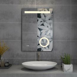 Lisa Badspiegel 50x70cm led Badezimmerspiegel Touch Kaltweiß/Warmweiß Dimmbar Rechteck Beschlagfrei Schminkspiegelleuchte Wandspiegel