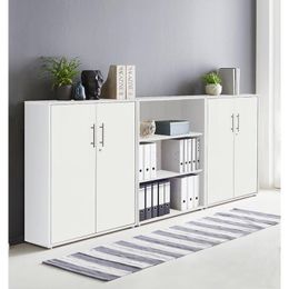 Bmg Möbel abschließbare Regalwand/Schrankwand, Office Edition Set 9, weiß / weiß matt - Weiß
