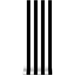SUPERFRESCO EASY - Vliestapete - Streifen Schwarz/Weiß - 10m x 52cm - Schwarz/Weiß