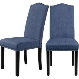 Yaheetech - Esszimmerstühle 2er Set Küchenstuhl mit Hoher Rückenlehne Moderne Stühle für Küche und Esszimmer, Beine aus Massivholz, gepolsterte