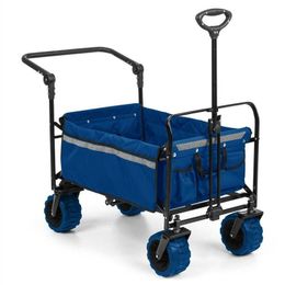 Easy Rider Bollerwagen bis 70kg Teleskopstange zusammenklappbar blau - Ozeanblau - Waldbeck