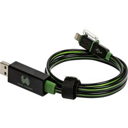 RealPower - USB-Kabel usb 2.0 usb-a Stecker, Apple Lightning Stecker 0.75 m Grün mit led 185962