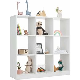 Goplus - Bücherregal mit 10 Fächern, Raumteiler Regal, Würfelregal, Wohnzimmerregal aus Holz, Standregal für Wohnzimmer, Kinderzimmer &