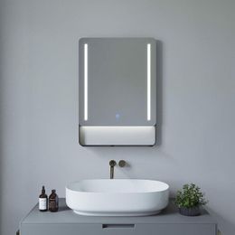 Led Spiegel für Bad mit schwarz matt Ablage Touch 60x80 cm Dimmbare Wandspiegel mit 6400K Kaltweiß Licht Beleuchtung