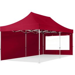 3x6 m Faltpavillon professional Alu 40mm, Seitenteile mit Panoramafenstern, rot - rot