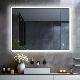 Meesalisa - led Badspiegel mit Beleuchtung 50 60 70 80 100 cm Bad Spiegel Groß badezimmerspiegel mit Touch Dimmbar Warmweiß/Kaltweiß Licht