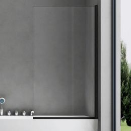 Badewannenaufsatz Design-Duschwand für Badewanne 80x140cm schwarz Duschabtrennung ESG-Sicherheitsglas in Klarglas inkl. NANO-Beschichtung