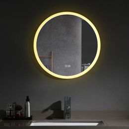 LISA Badspiegel Rund 60cm Badezimmerspiegel LED Rund Wandspiegel mit Beleuchtung Touch Beschlagfrei Kaltweiß/Neutrale/Warmweiße Dimmbar