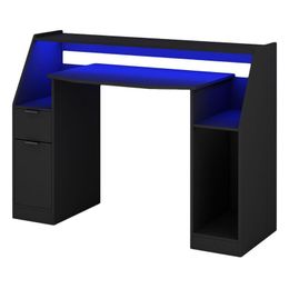 Livinity - Gamingtisch Tails Schwarz mit LED-Beleuchtung