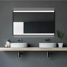 Black Shine Badspiegel 120 x 70 cm - Badezimmerspiegel mit led Beleuchtung in neutralwei� � matt schwarz - an-aus Taster am Rahmen - Talos