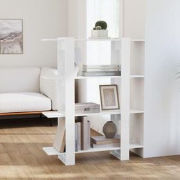 MAISONCHIC - Bücherregal/Raumteiler, Standregal, Aufbewahrungsregal, Bücherschrank für Wohnzimmer Hochglanz-Weiß 100x30x123,5 cm OQN93843
