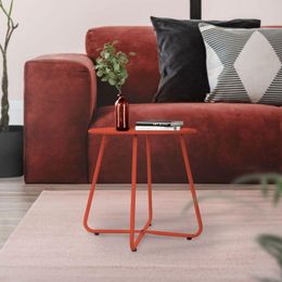 ML-Design - Kleiner Beistelltisch, 52x46 cm, Rot, aus Metall, Runder Kaffeetisch für Draußen, Sofatisch Wohnzimmertisch Couchtisch Nachttisch