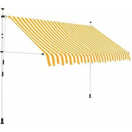 Einziehbare Markise Handbetrieben 300 cm Gelb/Weiß Gestreift 27597