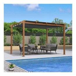 PURPLE LEAF Einziehbare Pergola für den Außenbereich mit Sonnenschutzdach Patio Metallüberdachung für Gartenpavillon Rahmen aus natürlicher