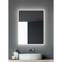 Talos Moon Badspiegel mit Beleuchtung � LED Badezimmerspiegel 80x60 cm � LED Spiegel mit umlaufenden Raumlicht � Spiegel mit Lichtfarbe neutralwei� �