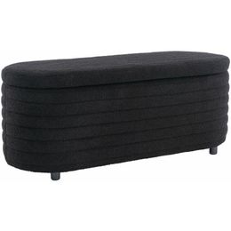 Bettbank mit Stauraum Moderner Sitzbank Schlafzimmer aus Teddystoff Fußbank Sitztruhe 115.5cm, Schwarz