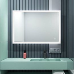 Lisa Badspiegel led 80x60cm Rechteckig Badezimmerspiegel Bad Spiegel Touch Kaltweiß Beleuchtung Wandspiegel