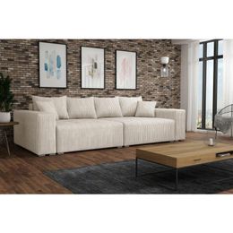 Big Sofa Couchgarnitur REGGIO Megasofa mit Schlaffunktion Stoff Poso Creme