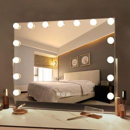Eitelkeitsspiegel mit Lichtern Hollywood beleuchteter Make-up-Spiegel mit 15 dimmbarer LED-Birnen-Rotation für Ankleidezimmer Schlafzimmer,