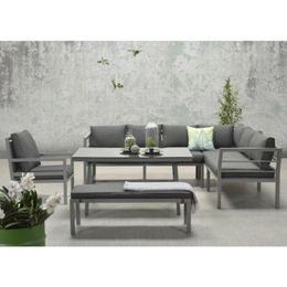 Dining-Ecklounge Lakes xl, inkl. Sitzbank, Tisch und Kissen arctic grey / reflex black mit Sessel rechts - Garden Impressions