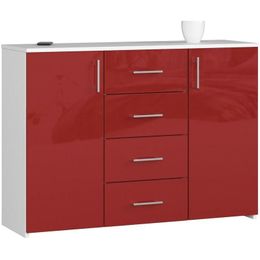 Kommode K45 mit 4 Schubladen und 2 Ablagefächern mit Türen | für das Wohnzimmer Schlafzimmer Schrank Büro Arbeitszimmer | B110 x H80 x T35 cm,