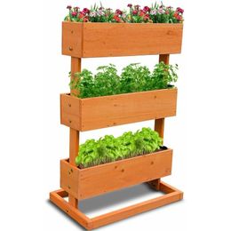 Mittleres Vertikalbeet Hochbeet 3 Etagen inkl. Pflanzfolie 75x30x75 - natur - Coemo