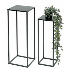 Blumenhocker Metall Schwarz Eckig Blumenständer Beistelltisch 96315 2er Set Blumensäule Modern Pflanzenständer Pflanzenhocker - DanDiBo