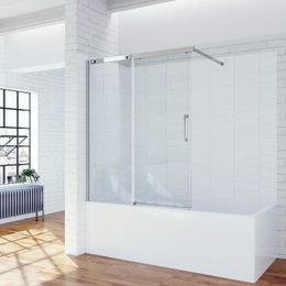 Aquabatos - Badewannenaufsatz mit Schiebetür 120 x 150 cm Duschwand Glas für Badewanne Duschabtrennung Duschtrennwand Duschschiebetür Einscheiben