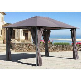 Metall Garten Pavillon Nizza 3x4m Taupe mit 4 Seitenteilen Partyzelt