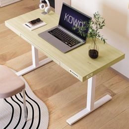 Elektrischer Computertisch Höhenverstellbarer Schreibtisch mit Schublade und Kabelloses Ladegät für Handy, 120 cm x 60 cm x 75-120 cm, Mobilo-Serie,