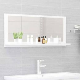 Badspiegel，Wandspiegel，Badzimmer Spiegel Hochglanz-Weiß 90x10,5x37 cm Holzwerkstoff AGHDE881163 MAISONCHIC