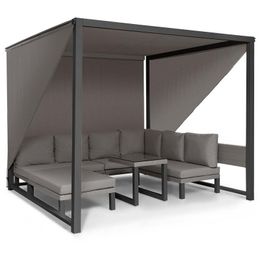 Havanna Pavillon & Lounge-Set 270x230x270cm 4 Zweisitzer Stahl Polyrattan - Dunkelgrau - Blumfeldt