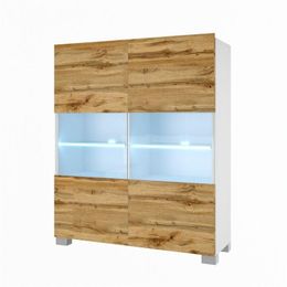 Kommode Sideboard Wohnzimmer Schlafzimmer Schrank Hochschrank mit LED-Leuchten Super-Soft-Touch-System zum sanften Schließen Aller Scharniere Wotan