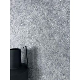 Tapete Grau Vliestapete Unifarbe - Universal Modern Silber Metallic Struktur Monochrom Einfarbig Uni Glanz - Jabril Grey - Newroom