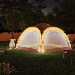 Partyzelt Faltbar, Gartenpavillon, Pavillon Pop-Up, Bierzelt UV-Schutz mit led und 4 Seitenwänden 3,6x3,6x2,3 m Grau&Orange KLI13411 MAISONCHIC