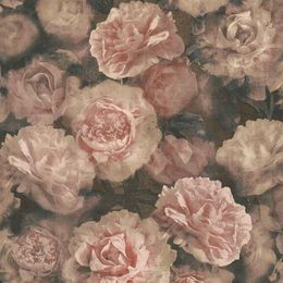 A.S. Création Blumentapete Vintage rosa | Pfingstrosen Tapete im Shabby Chic 374022 | Altrosa Vliestapete mit Blumen 37402-2 | Nostalgische Tapete für
