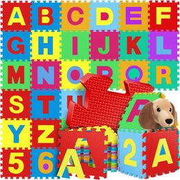 Kidiz - 86 teilige Puzzlematte Kinderspielteppich Spielmatte Spielteppich Schaumstoffmatte Kinderteppich Puzzle Zahlen und Buchstaben Schutzmatte
