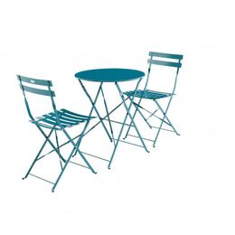 sweeek - Emilia runde Bistro-Gartengarnitur, 60 cm - Entenblau