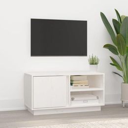 MAISONCHIC - TV-Möbel,TV-Schrank TV-Lowboard für Wohnzimmer TV-Hängeschrank Weiß 80x35x40,5 cm Massivholz Kiefer 14535