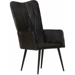 MAISONCHIC Relax-Sessel,Essstühle,Ohrensessel Schwarz Echtleder -26495 - Schwarz