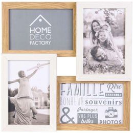The Home Deco Factory - Holzfarbener und weißer Mehrfachfotorahmen 4 Foto 10 x 15 cm Family